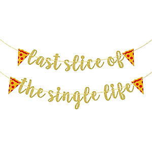 Last Slice Of The Single Life Banner, Bachelorette Pizza Party Banner, Pizza Party Decorations, Gold Glitter