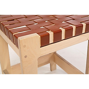 Handcrafted Counter Stool with Woven Leather Seat