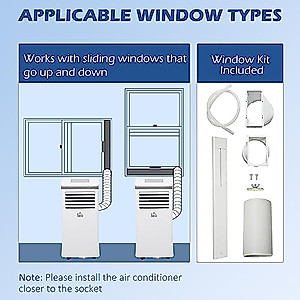 HOMCOM 8000 BTU Mobile Portable Air Conditioner for Home Office Cooling, Dehumidifier, and Ventilating, Portable AC Unit with Remote Control, 24H Timer, White