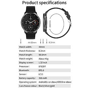 Smart Watch Compatible with Android iOS Phones Round Screen Fitness Tracker with Heart Rate Blood Pressure Monitor Smart Watches for Women Men