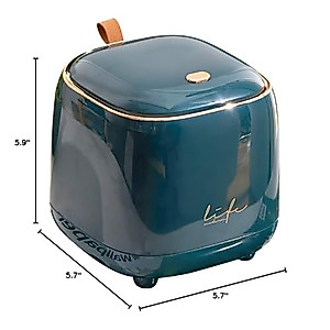 Thawella Mini Countertop Trash Can, 3L Capacity, Dark Green, Press Type, Removable Lid, Small Garbage Cans, Desktop Trash Can for Home, Office and Dressing Table