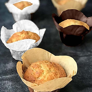 Cabilock 100pcs Cupcake Liners Tulip Lotus Style Baking Cups Cupcake Wrapper Muffin Liners Baking Cups Greaseproof Paper for Bakery (White)