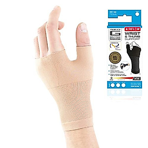 Neo-G Airflow Thumb and Wrist Support For Joint Pain, Tendonitis, Sprain, Hand Instability. Compression Wrist Sleeves with Thumb Support - M - Beige