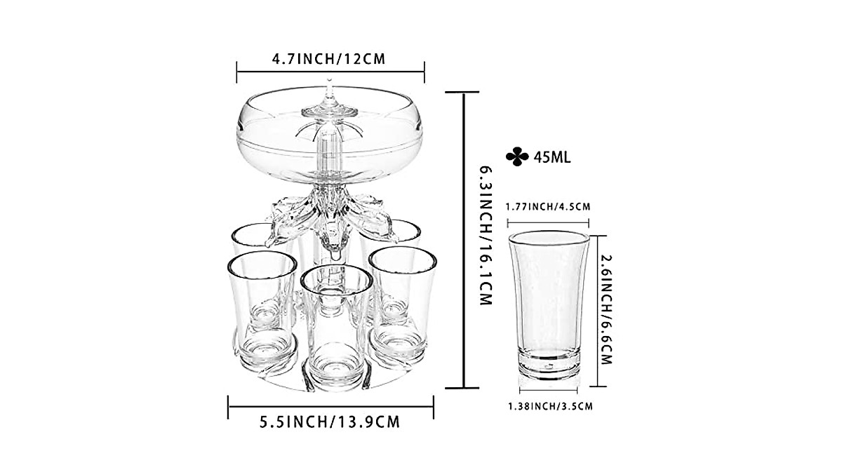 Shot Dispenser with 6 Glasses - Fun Party Accessory
