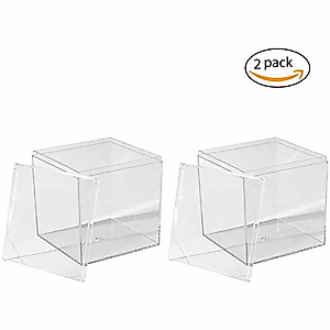 Hammont Clear Acrylic Boxes - 2 Pack - 4''x4''x4'' - Small Cube Lucite Boxes for Gifts, Weddings, Party Favors, Treats, Candies & Accessories, Plastic Storage Boxes