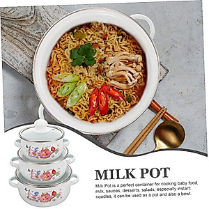 GANAZONO 3Pcs Enamel White Cooking Pot wear-Resistant stockpot Delicate Soup Pot Vintage Soup Pot Soup Pot with lid Vintage stockpot Multipurpose Pot Old Fashioned Cooking Utensils