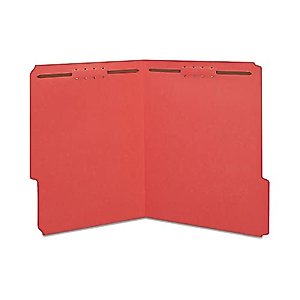 Staples 807791 Colored Reinforced Tab Fastener Folders Letter Size Red 50/Box