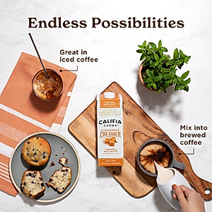 Califia Farms - Caramel Macchiato Almond Milk Coffee Creamer, 32 Fl Oz (Pack of 6), Shelf Stable, Dairy Free, Plant Based, Vegan, Gluten Free, Non GMO, Almond Creamer