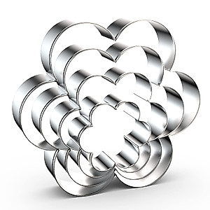 Scallop Flower Cookie Cutter Set Large - 5 Inch, 4 Inch, 3 Inch, 2 Inch - Six Petal Scalloped Edge Spring Flower Cookie Cutters Shapes Molds - Stainless Steel
