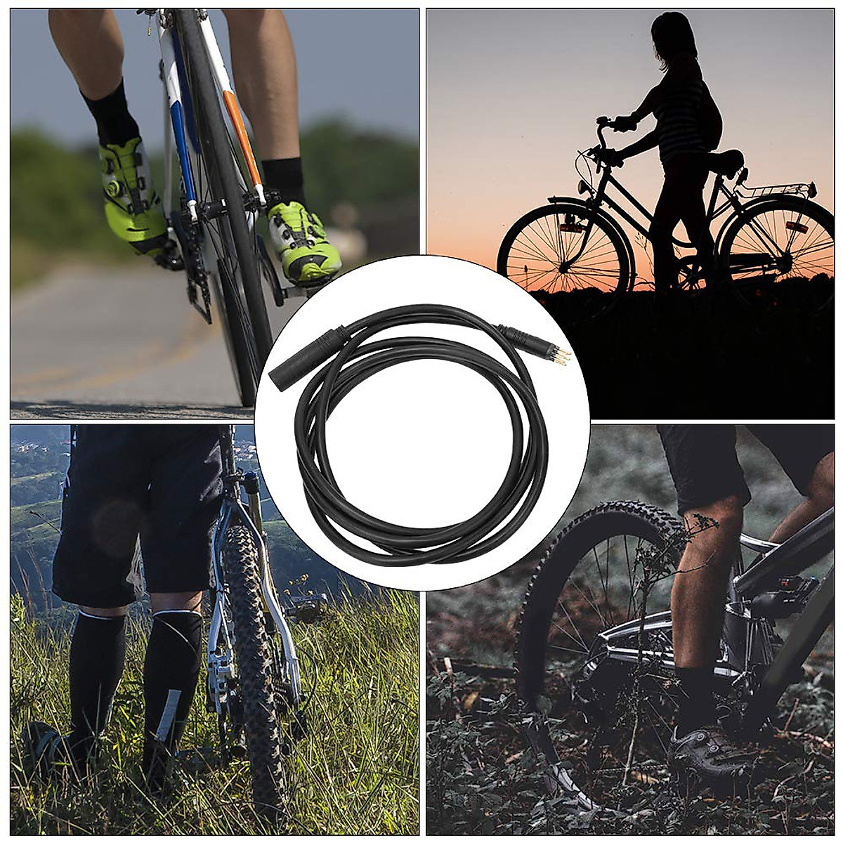 MAGT E-Bike Motor Extension Cable, 9 Pin Front Rear Wheel Motor Female to Male Wire Cable for Electric Bike E-Bike Accessory (1.5pin 1600mm)