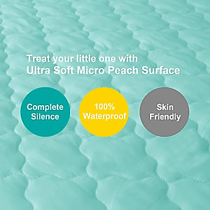 Pack n Play Sheet Quilted Waterproof Protector, 2 Pack Premium Fitted Pack n Play Pad Cover 39" X 27" fits for Baby Foldable and Playard Mattress, Portable Mini Crib, Aqua&Lavender