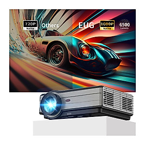 Native 1080P Full HD Projector, 6500 Lumen Projector with WiFi and Bluetooth, Upgrade Android Smart Projector for Outdoor/Indoor,Compatible with SmartPhone/TV Stick/PC/Laptop