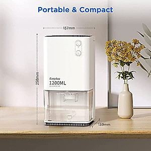 40oz Dehumidifiers for Home, EasyAcc Smart Dehumidifiers 320 sq. ft, with 7 Colorful Lights, 35dB Ultra Quiet, Auto Shut off, Dehumidifiers for Closets Bedroom Bathroom RV (Energy Saving)