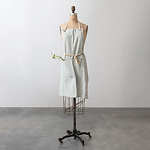 Creative Co-Op Cotton Stripes, Multicolor Apron, One-Size, Ivory