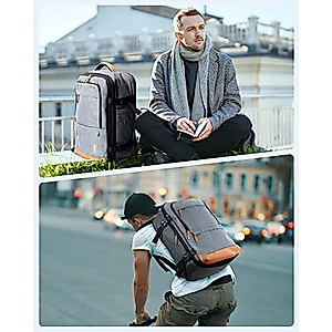 BAGSMART Travel Laptop Backpack, 40L Expandable Airline Approved Carry On Backpack with Packing Cubes, Water Resistant Weekender Backpack Fits 17 Inch laptop, Luggage Daypack with Shoe Bag,Grey