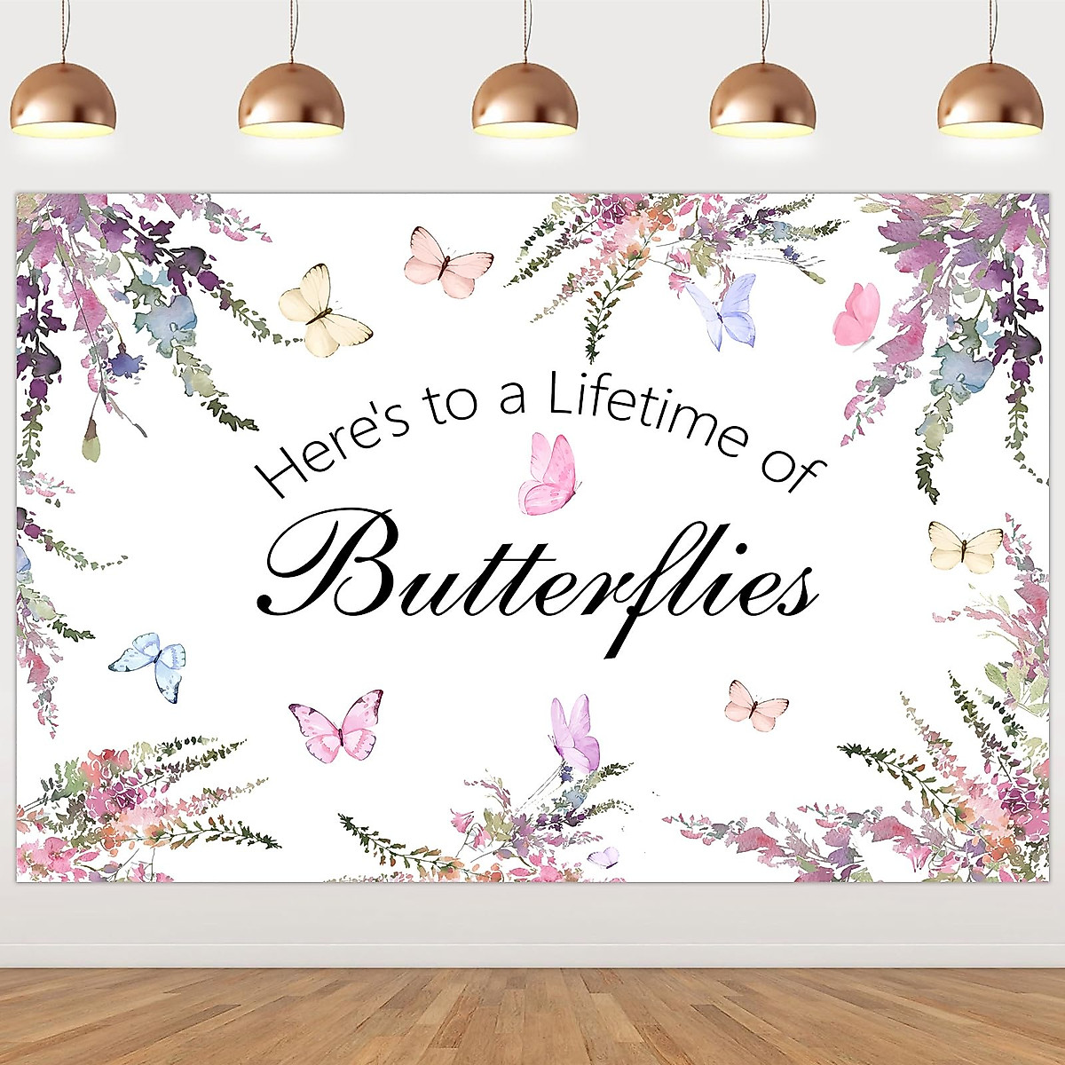 Wonmelody Butterfly Bridal Shower Backdrop Banner 7 * 5ft Lifetime of Butterflies Backdrop Butterfly Bride Shower Decorations Butterfly Floral Bridal Shower Banner for Bachelorette Wedding Engagement