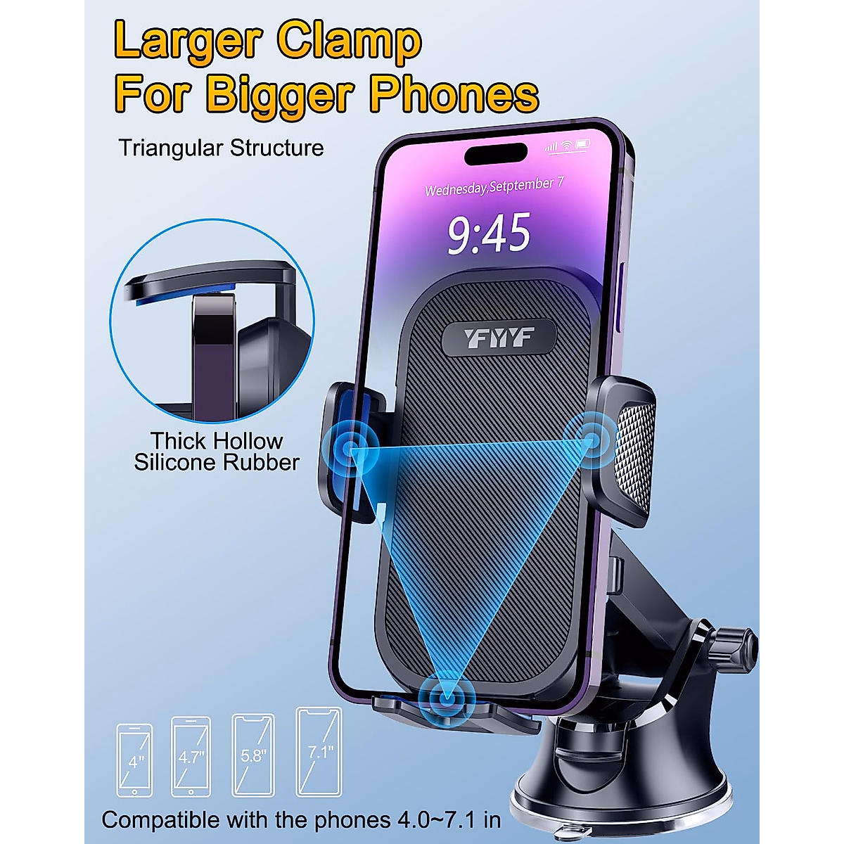 YFYYF Phone Holders for Your Car,[60 Lbs Powerful Suction] Car Phone Holder Mount,Phone Mount for Car Dashboard Windshield,Car Mount for iPhone/Android Smartphone,Car/Truck Accessories