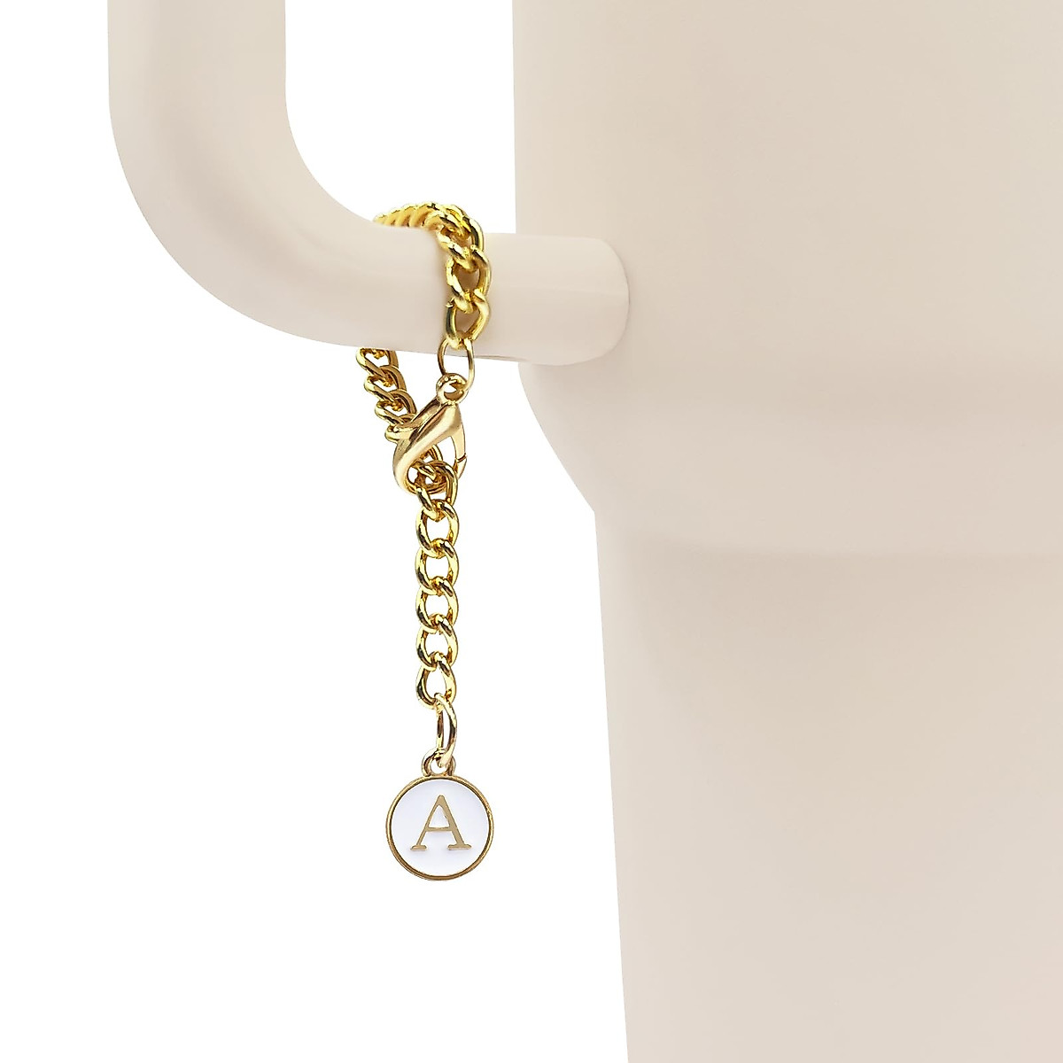 Velaco 5Pcs Silicone Straw Covers Cap and 2 PCS Letter Charm Accessories - Chains with Initial Letter for Stanley 20 30 40 oz Tumbler with Handle