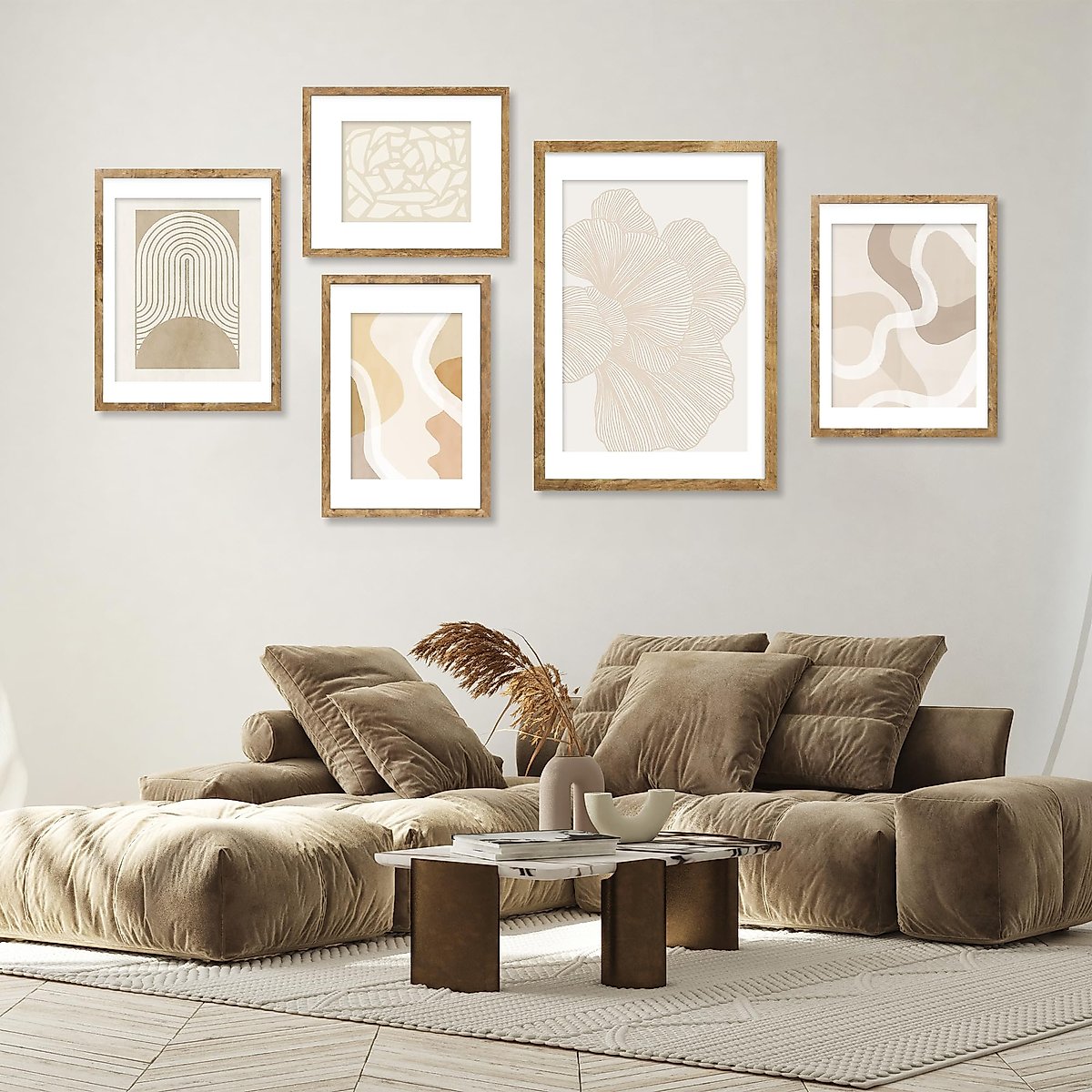 16x20 Frame Set of 2 with Plexiglass, Rustic Brown Wood Frame Display 11x14 Picture with Mat or 16 x 20 Picture Without Mat, 16x20 Poster Frame for Wall Gallery Mounting Horizontal and Vertical