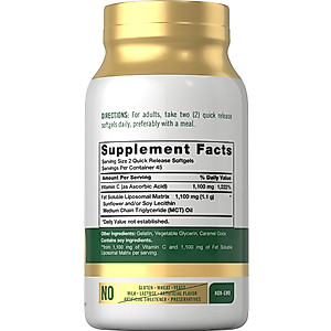 Carlyle Liposomal Vitamin C | 2200mg | 90 Softgels | High Potency Complex Supplement | Non-GMO, Gluten Free Supplement Packaging May Vary