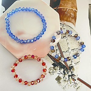 Honkoolly 100pcs Crystal Glass Beads 8mm Faceted Rondelle Glass Beads with Hole Glass Spacer Beads for Bracelets Necklace Earring DIY Jewelry Making Craft(Blue Series)