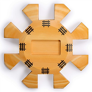 Yellow Mountain Imports Mexican Train Dominoes Accessory Set (5.8-Inch Wooden Hub Centerpiece, Die-Cast Metal Train Markers, and 60-Sheet Scorepad)