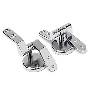 1 Pair Zinc Alloy Toilet Seat Hinge Mountings with Bolts Screw and Nuts Top Tightening Toilet Lid Hinge Toilet Replacement Part for Flush Toilet Cover