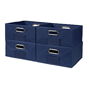 Niche Cubo Set of 4 Half-Size Foldable Fabric Storage Bins- Blue