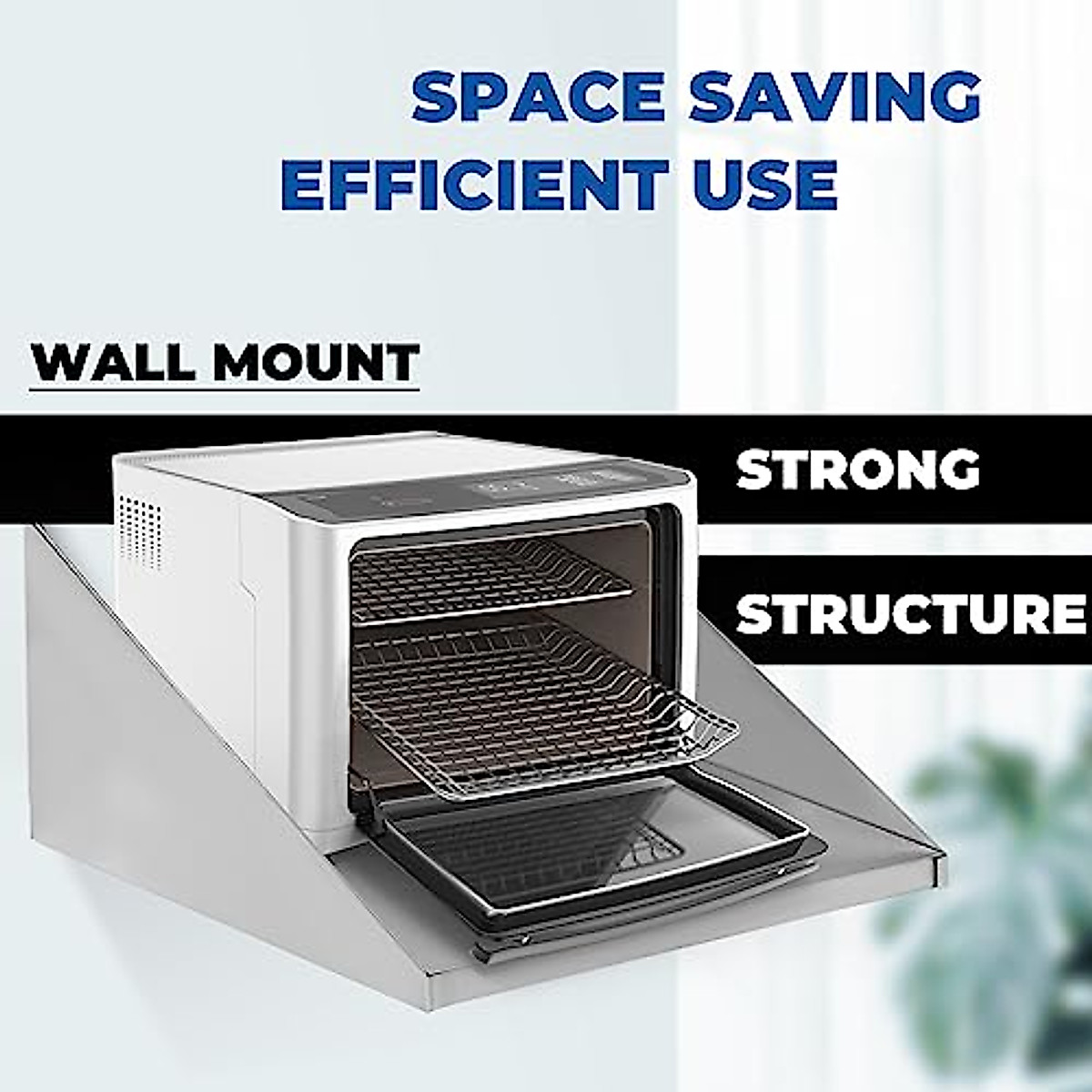 Anrain Stainless Steel Microwave Shelf 320lbs, 18'' x 24'' Microwave Shelf for Heavy Duty Use, Microwave Shelf Wall Mount for Home Kitchens, Commercial Restaurants and Bars, NSF Certified