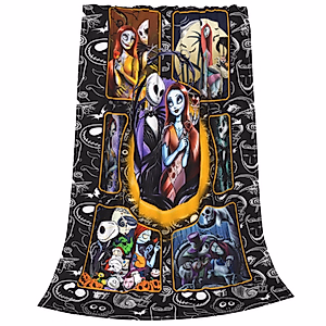 Ennankob Christmas Halloween Horror Throw Blankets Soft Warm Micro Fleece Blanket Novelty Home and Collectible Holidays Party All Seasons for Kids Aldults 50''X40'' Black 1