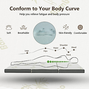 Giantex Folding Mattress Twin, 3" Tri-fold Memory Foam Mattress, Foldable Mattress Topper w/Soft Knit Fabric, Portable Mattress w/Carrying Bag for RV Guest Bed, CertiPUR-US Certified (Twin XL)