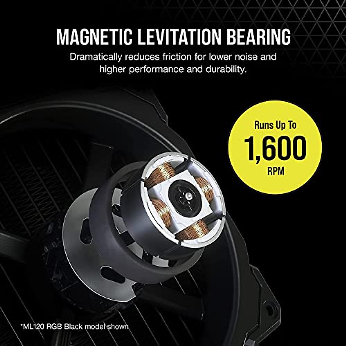 CORSAIR ML140 RGB Elite, 140mm Magnetic Levitation RGB Fan with AirGuide, Single Pack