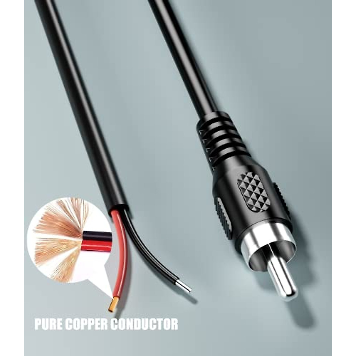 BERLAT RCA to Speaker Wire Adapter, Speaker Bare Wire Cables to RCA Plugs Adapter Repair Speaker Cord for Speakers Amplifier Audio Video AV Receivers （2 Pack 20AWG 6.6 ft）