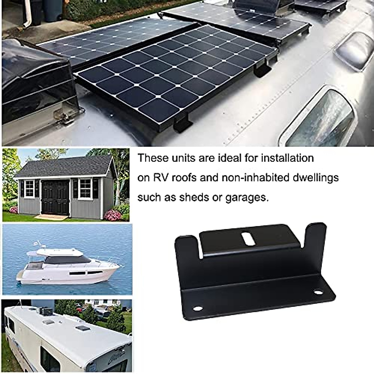 Solar Panel Mounting Bracket Aluminum Solar Panel Z Brackets Roof Solar Panel Bracket for RV, Boat, Wall, Caravans, Yacht and Other Off Gird Installation, Set of 4 Units, Black