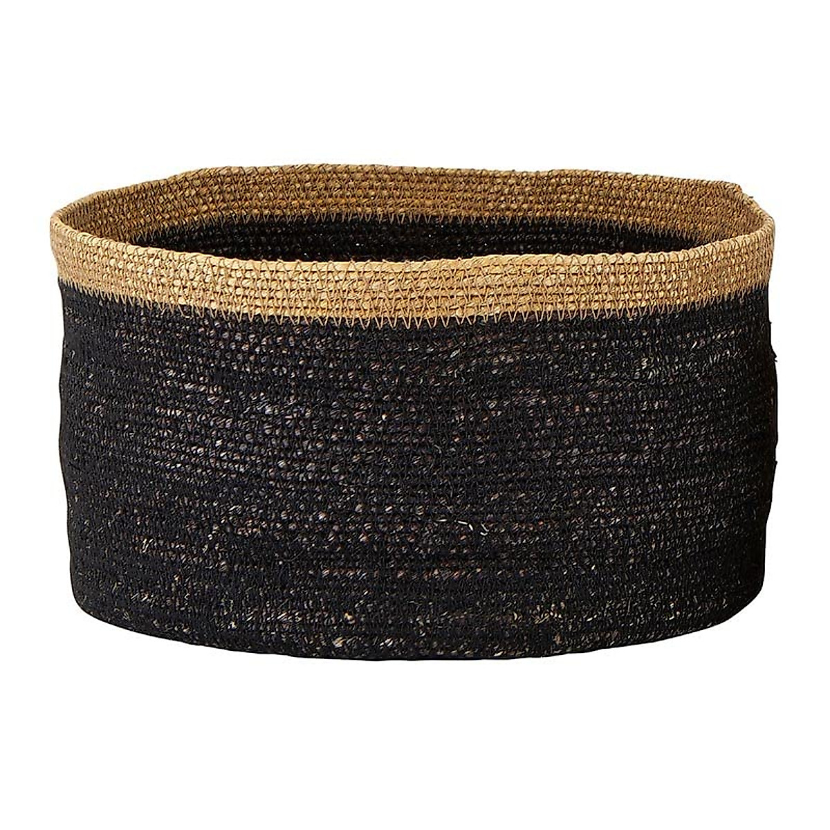 Santa Barbara Storage Basket Woven Wicker Baskets Pure Design Tall Nesting Baskets, Set of 2, Black/Tan Seagrass