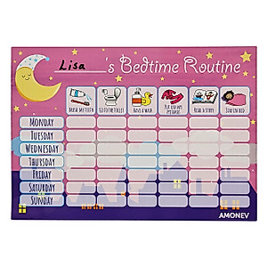 Amonev Bedtime Routine Chart Reward Chart for Sleep Training Twin Pack Chart for Boys Girls Toddlers and Young Children with 225 Star Stickers Included