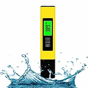 TDS Meter Digital Water Quality Tester,EC Meter & Temperature Meter 4 in 1,for Ro-Rodi System Drinking Water,Water Quality Tester 0-9990 PPM Measuring Range,1 PPM Increments（Yellow）