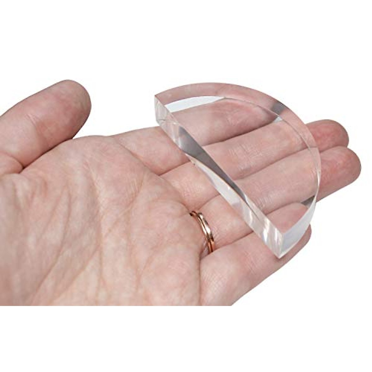 Semicircular Block, 3 Inch - Acrylic - Polished Sides - for Use in Light Refraction and Optics Experiments - Eisco Labs