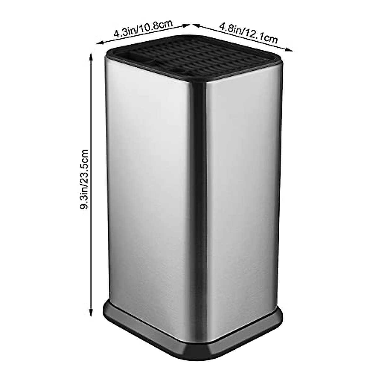 Universal Knife Block Without Knives,Modern Knife Holder for Kitchen Counter,Stainless Steel Knife Organizer with Scissors Slot & Sharpening Rod,Space Saver Rectangular Blocks & Storage - (Silver)