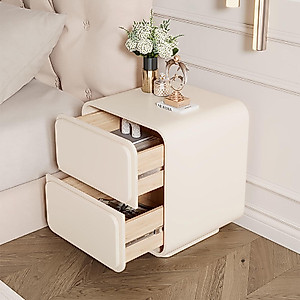 WestUx Modern Minimalist Nightstand, Mid-Century with Drawer Bedside Table Solid Wood Bedroom Furniture for Bedroom Living Room,A,40x40x50cm(16x16x20inch)