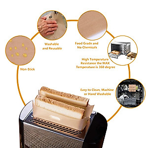 Tezam Toaster Bags Reusable for Grilled Cheese Sandwiches | Safest On The Market - 100% BPA & Gluten Free | Non Stick Toast Bag (10PCS)