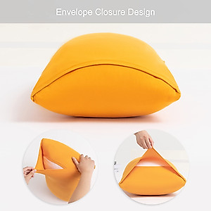 2-Pack Stretch Pillow Cases - Jersey Knit & Envelope Closure Pillowcases with Ultra Soft T-Shirt Like Polyester Blend - Suitable for Queen or Standard Size Set of 2, Yellow