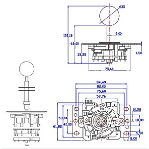 Joystick, Rocker & Ball & Spacer, Game DIY kit Replacement Parts, Pin Circuit Board with Ball for (61.82 x 84.49 x 102.16mm) (Red)