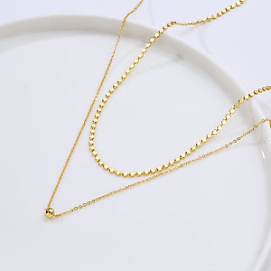 LEXODY Gold Necklace for Women, 14k Gold Plated Layered Necklaces Dainty Gold Necklace Dot Thin Paperclip Snake Chain Choker Necklace For Women Shine Jewelry Gifts for Women