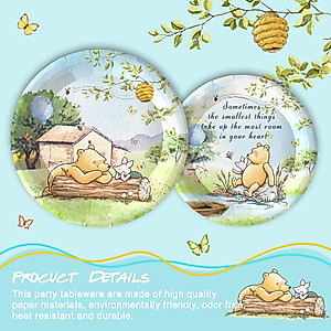 120PCS Winnie Baby Shower Party Supplies Babyshower 1st Party Decorations for Kids Girls Birthday Neutral Pooh Plates Napkin Cups Disposable Tableware Set for 20 Guests
