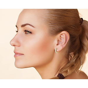 AINUOSHI Moissanite Hoop Earrings for Women, D-E Color Moissanite Simulated Diamond, 925 Sterling Silver with 14K Gold Plating, Hypoallergenic, Jewelry Box Packed