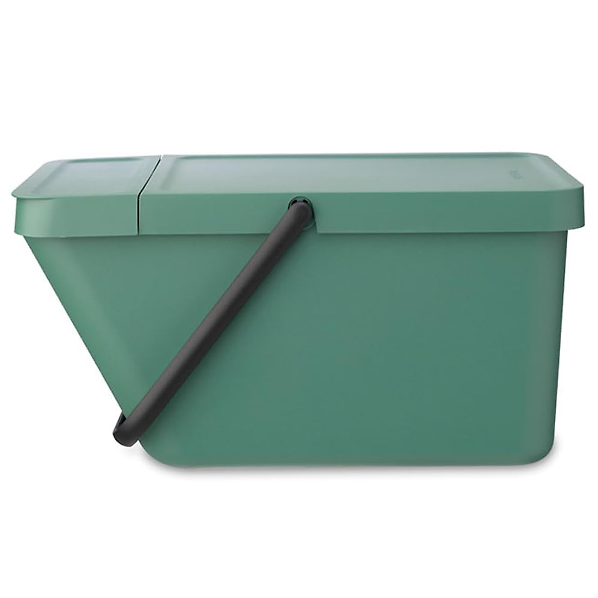Brabantia Sort & Go Stackable 5.3 Gallon Recycling Wastebasket (Fir Green) Flat Top Trash Can with Carry Handle, Storage Bin, Paper Basket - 11 x 17.7 x 8.9 inches