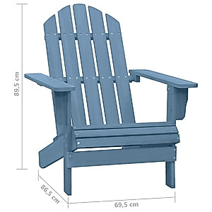 Tidyard Patio Adirondack Chair Solid Fir Wood Blue Outdoor Fire Pit Chair Wooden Garden Armchair for Porch Pool Lawn Deck Backyard Balcony Outdoor