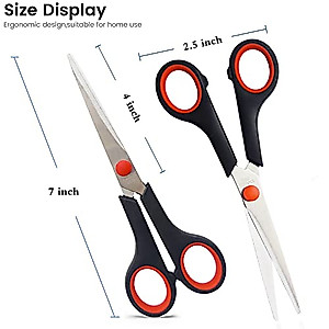 Scissors all Purpose Office Student Scissors 7 Inch Ultra Sharp Shears Comfort-Grip Handles Household Scissors Bulk Sturdy Sharp Craft Supplies - Pack of 12 Right/Left Hande