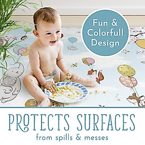 Splat Mat Under High Chair Splash Mat - 51" Floor Protection SI Anti-Slip Waterproof Washable High Chair Mat Multipurpose Table Cloth Portable Picnic Play Mat with Early Education Pattern Splash Mat